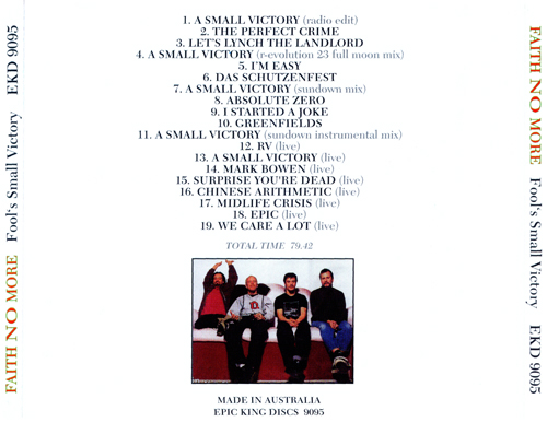 Faith No More Fools Small Victory CD Bootleg