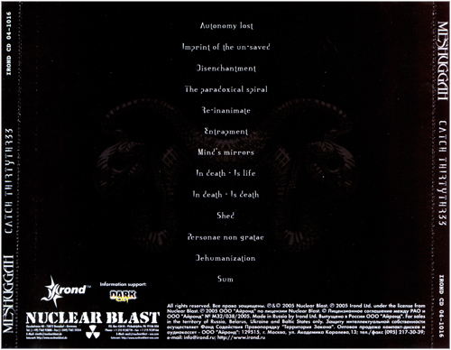 Meshuggah Catch Thirtythree CD Russia