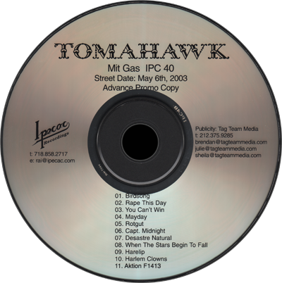 Tomahawk Mit Gas CD USA CD Promo