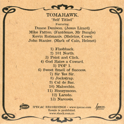 Tomahawk Tomahawk CD Australian Promo