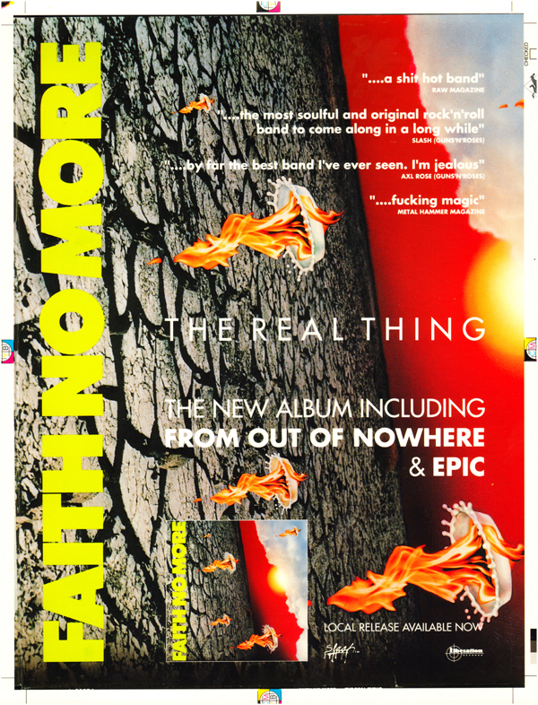 Faith No More Australian Advertising Layout Hot Metal & Edge Magazines