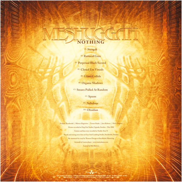 Meshuggah Nothing 2LP USA Orange Vinyl