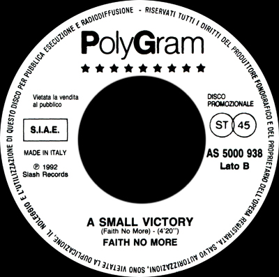 Faith No More A Small Victory 7" Italian Promo